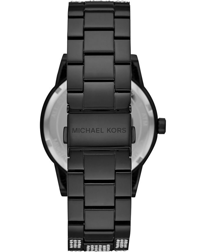 Michael Kors Women's Ritz Black Stainless Steel & Pavé Bracelet Watch ...