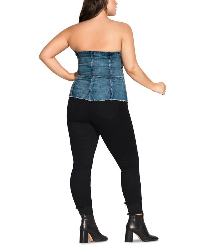 City Chic Plus Size Denim Bustier Top - Macy's