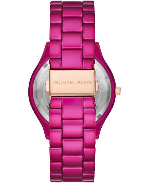 Michael Kors Women's Slim Runway Electric Pink Stainless Steel Bracelet ...