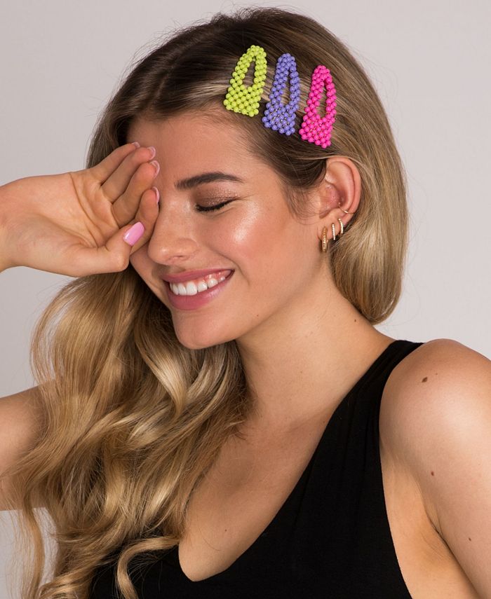 Soho Style Beaded Neon Hair Clip 3 Piece Set - Macy's