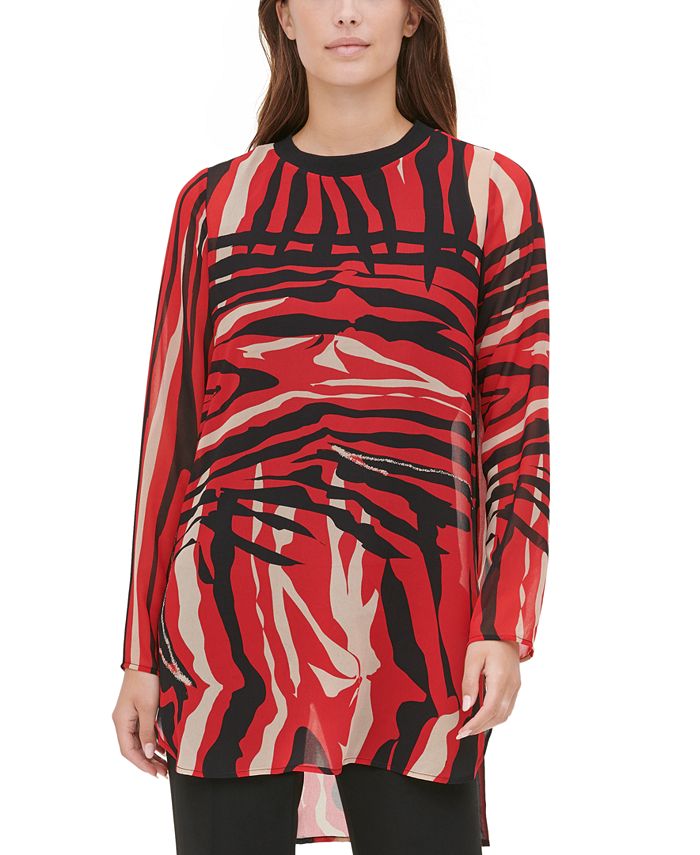 Calvin Klein Printed Crewneck Tunic - Macy's