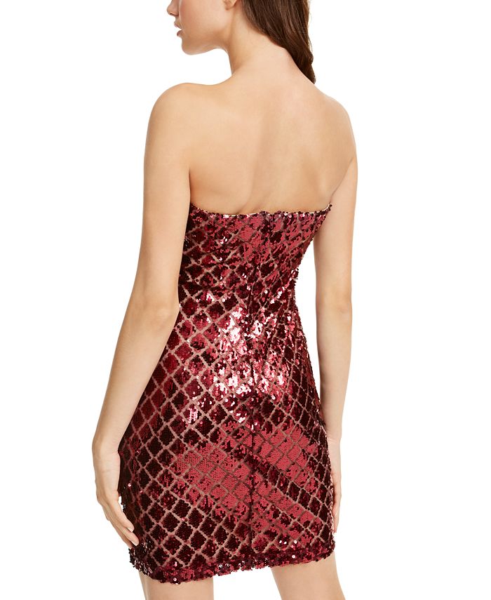 Emerald Sundae Juniors' Strapless Sequined Fishnet Dress - Macy's