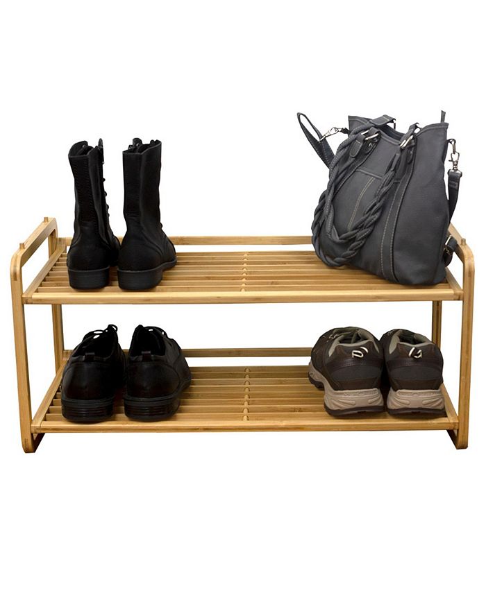 Home Basics HDS Trading 2 Tier Slatted Shelf Bamboo Shoe Rack - Macy's