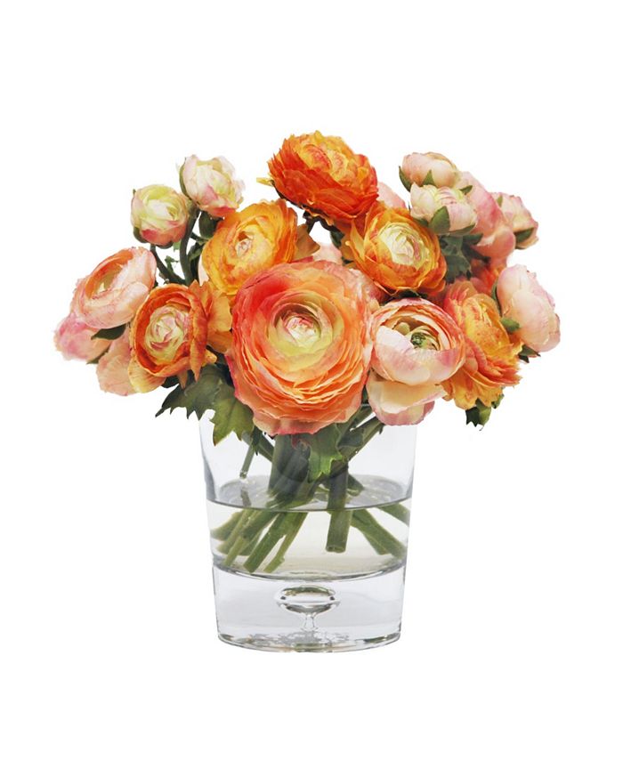 Winward Silks Permanent Botanicals Mix Ranunculus in Vase - Macy's