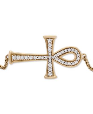 Wrapped™ Diamond Ankh Bolo Bracelet (1/4 ct. t.w.) in 14k Gold, Created ...
