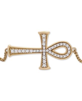 Wrapped Diamond Ankh Bolo Bracelet (1/4 ct. t.w.) in 14k Gold, Created ...