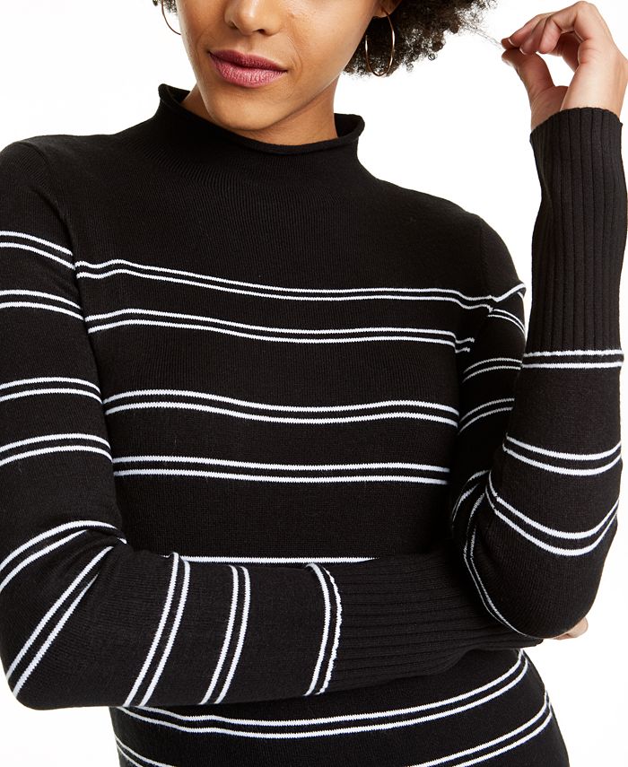 French Connection Striped Mock-Neck Sweater - Macy's
