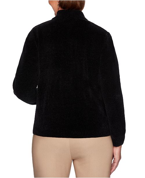 Alfred Dunner Petite Classics Chenille Zip Cardigan & Reviews ...