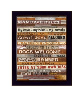 Trendy Décor 4U Man Cave Rules By Marla Rae, Printed Wall Art, Ready to hang, Black Frame, 14" x ...