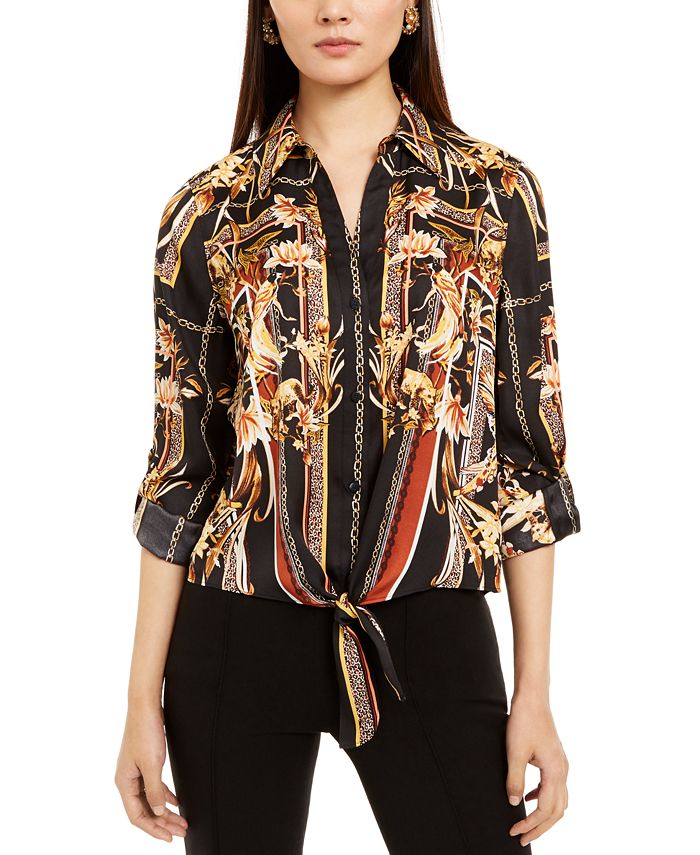INC International Concepts INC Printed Tie-Front Blouse, Created for ...