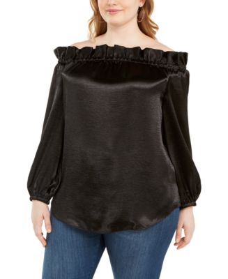 Michael Michael Kors Plus Size Ruffled Off-The Shoulder Top - Macy's