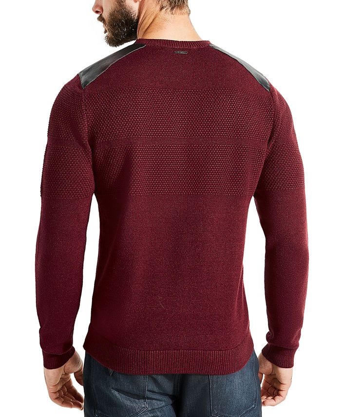 GUESS Men's Waffle Knit Shoulder Patch Sweater - Macy's
