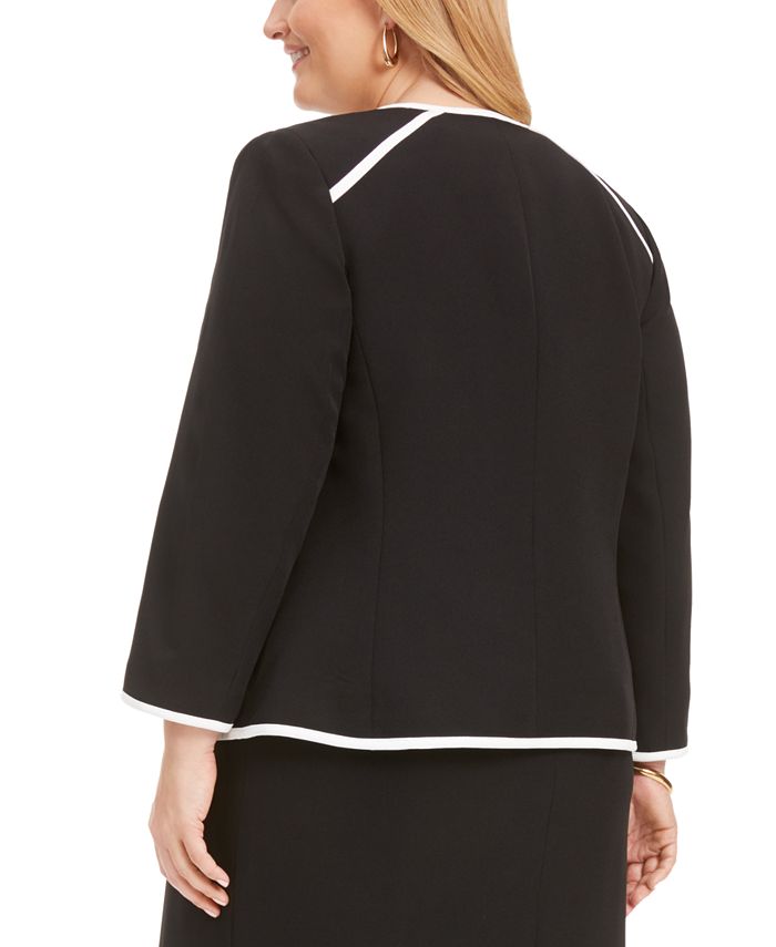 Kasper Plus Size Piped Crepe Flyaway Jacket - Macy's
