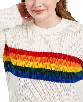 Planet Gold Trendy Plus Size Rainbow Sweater - Macy's