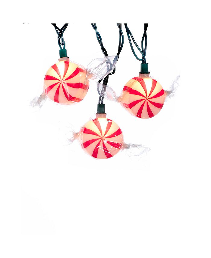 Kurt Adler 10-Light Red Peppermint Candy Light Set - Macy's
