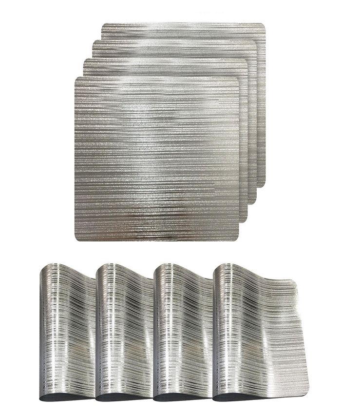 Dainty Home Reversible Emery Smooth Metallic Stripes 15" Placemats ...