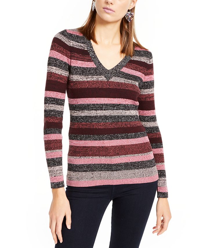INC International Concepts INC Metallic-Stripe Sweater, Created for ...