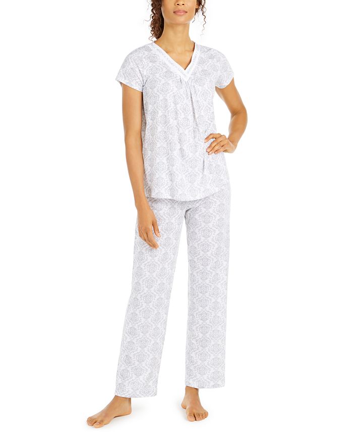 Carol Hochman Women's Floral-Print Knit Pajama Set - Macy's