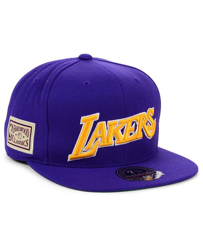 Mitchell & Ness Los Angeles Lakers Hardwood Classic Patch Fitted Cap ...