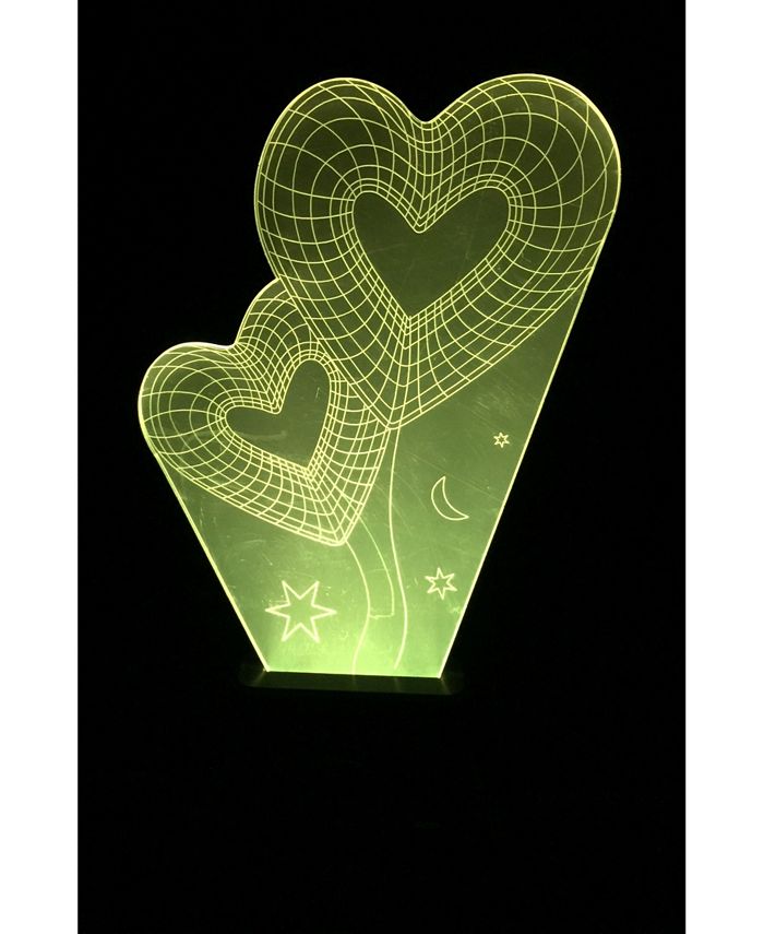 Creative Motion Battery-Operated 3D Twin Heart Laser Engraved Acrylic ...