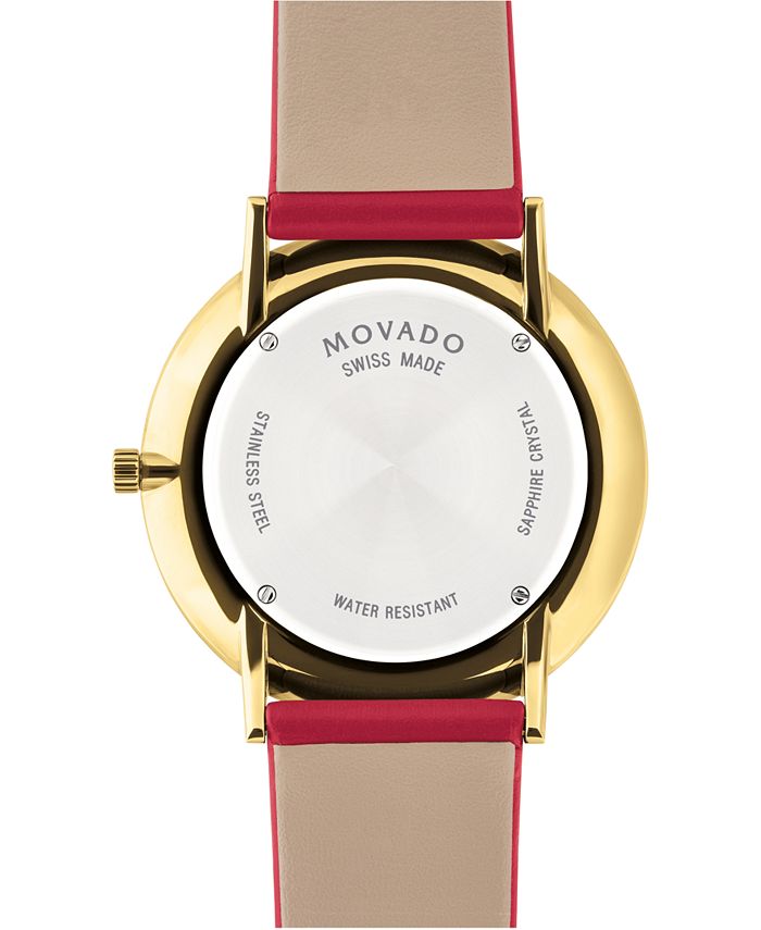 Movado Swiss Modern Red Leather Strap Watch 40mm - Macy's