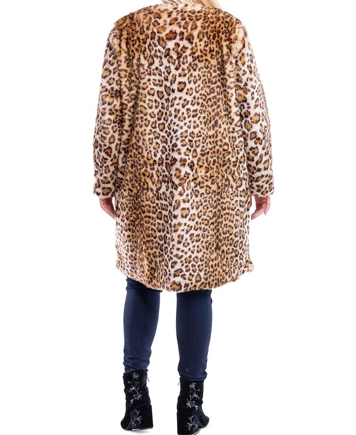 Fever Plus Size Leopard-Print Faux-Fur Coat - Macy's