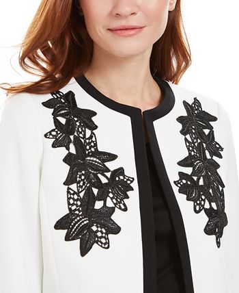 Kasper Embroidered Flyaway Jacket - Macy's