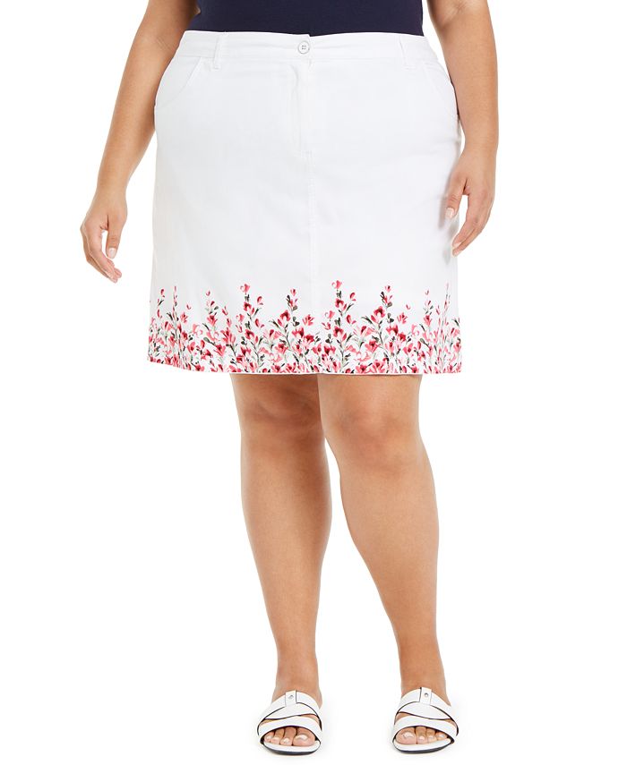 Karen Scott Plus Size Border-Print Skort, Created for Macy's - Macy's