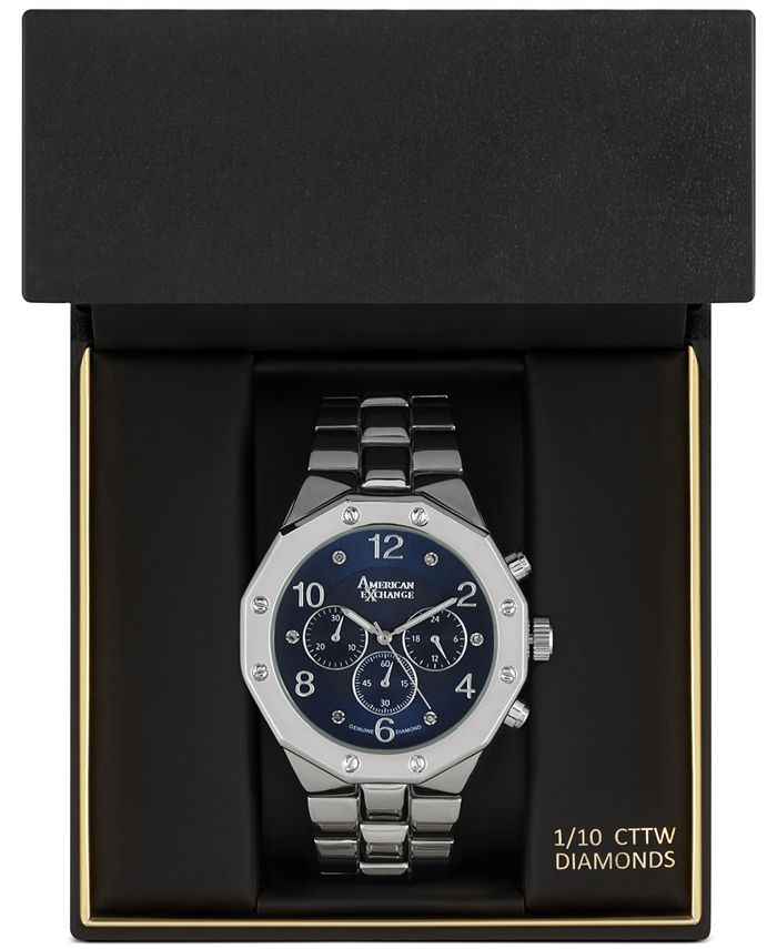 American Exchange Men's Genuine Diamond Collection Watch, 44mm - Macy's