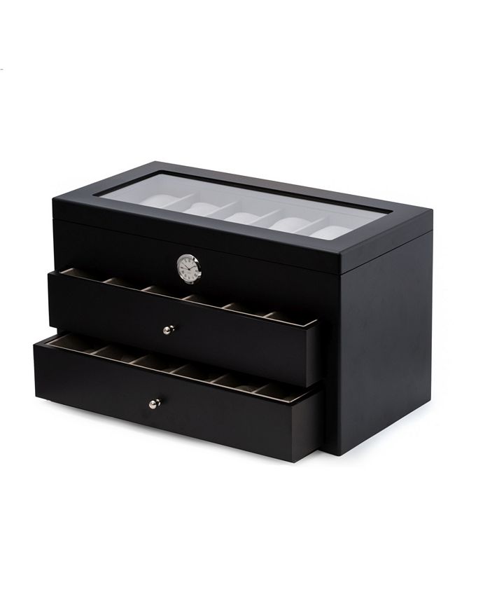 Bey-Berk 36 Watch Box with Quartz Movement Clock - Macy's
