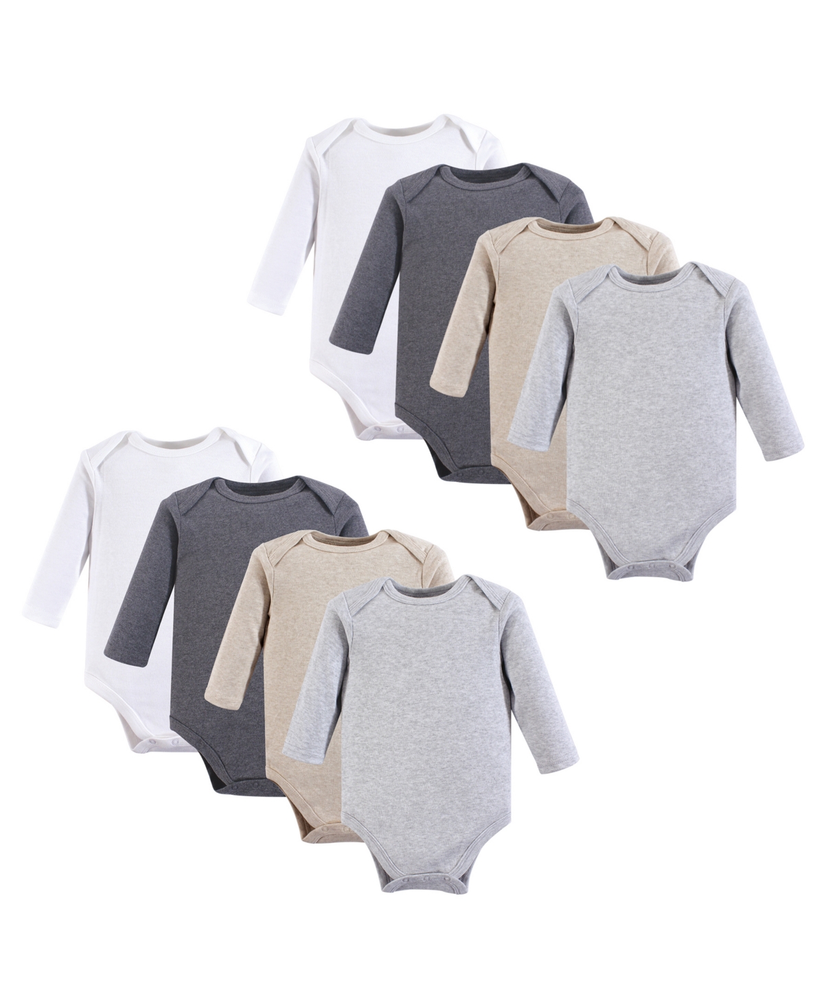Hudson Baby Baby Boys Hudson Unisex Cotton Long-Sleeve Bodysuits 8-Pack - Heather gray