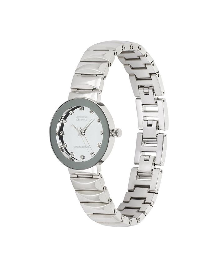 American Exchange Ladies Genuine Diamond Collection Shiny Silver Watch ...
