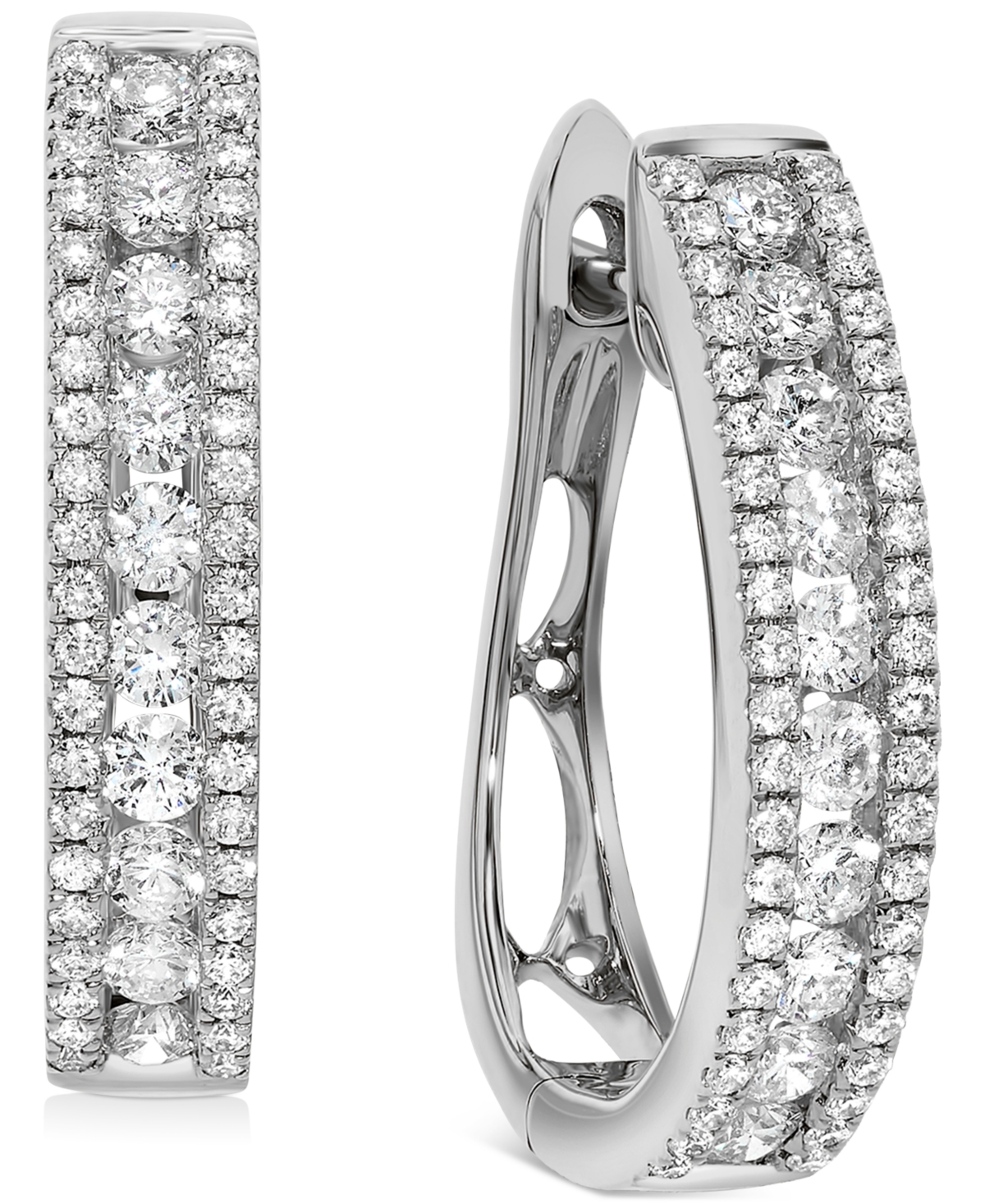 Click here for Diamond Oval Hoop Earrings (1 ct. t.w.) in 14k Whi... prices