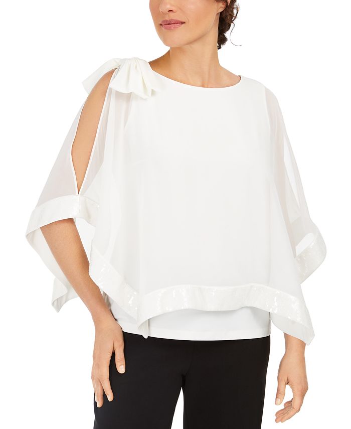 MSK Bow Cold-Shoulder Capelet Top - Macy's