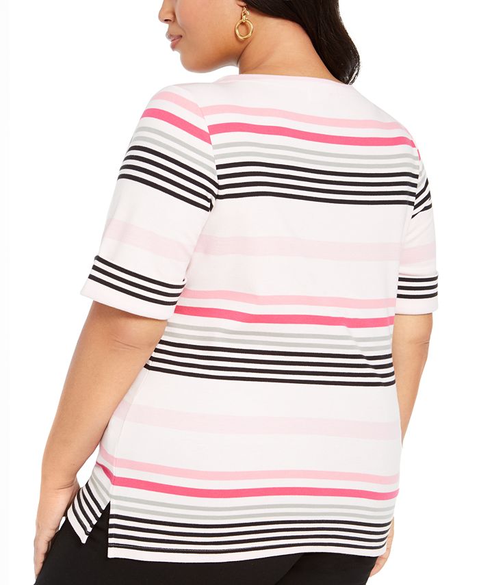 Karen Scott Plus Size Striped Top, Created for Macy's - Macy's