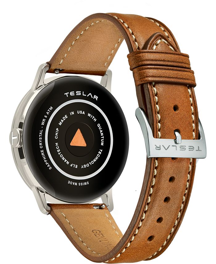 Teslar Men's Swiss Re-Balance T-1 Brown Leather Strap Watch 40mm - Macy's