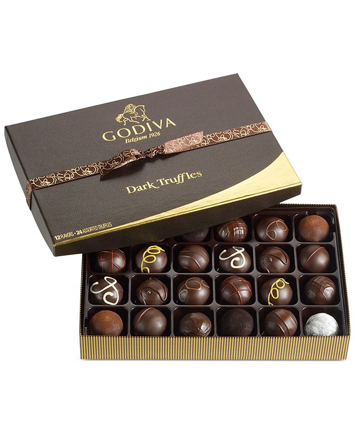 Godiva 24-Piece Dark Chocolate Truffles Gift Box - Macy's