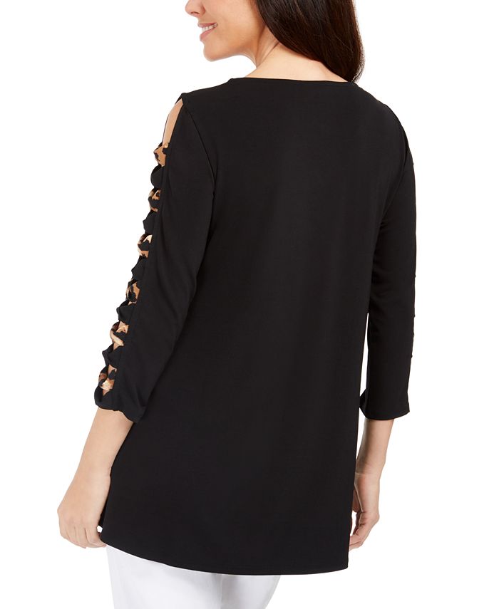 JM Collection Handkerchief-Hem Ladder-Sleeve Knit Top, Created for Macy ...