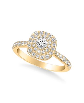 Diamond Halo Engagement Ring (3/4 ct. t.w.) in 14k Yellow Gold - Macy's