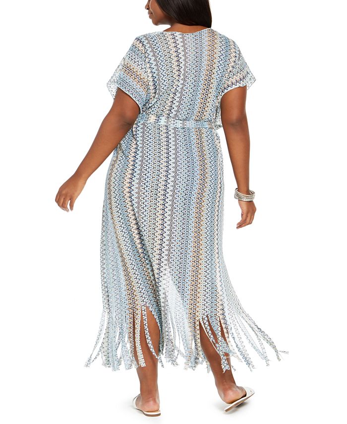 Becca ETC Plus Size Crochet Wander Cover-Up Kimono - Macy's