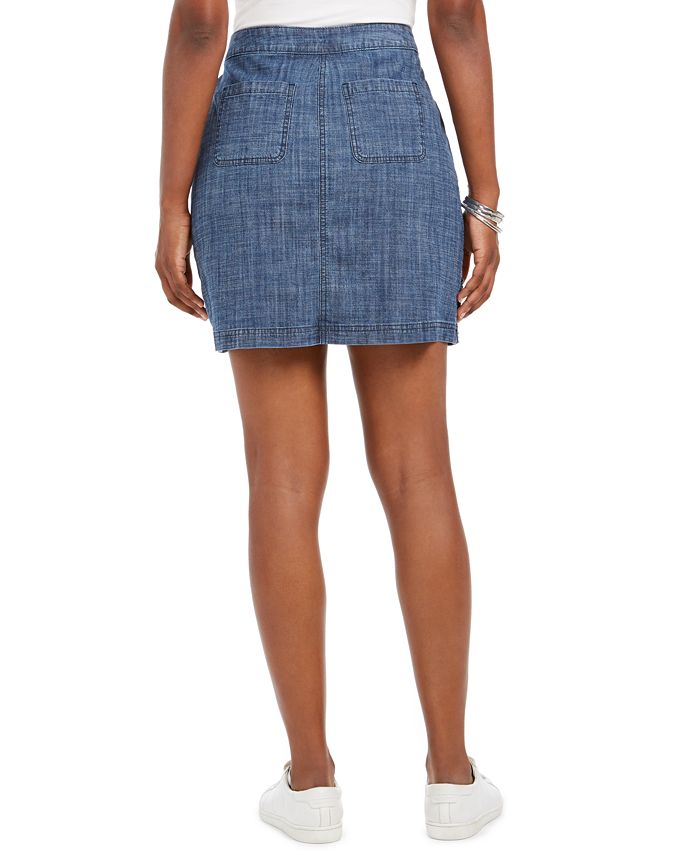 Karen Scott Button-Trim Denim Skort, Created for Macy's - Macy's