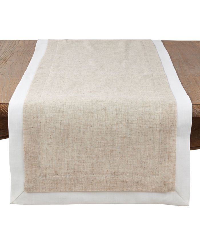 Saro Lifestyle Double Layer Table Runner with Thick Border Design - Macy's