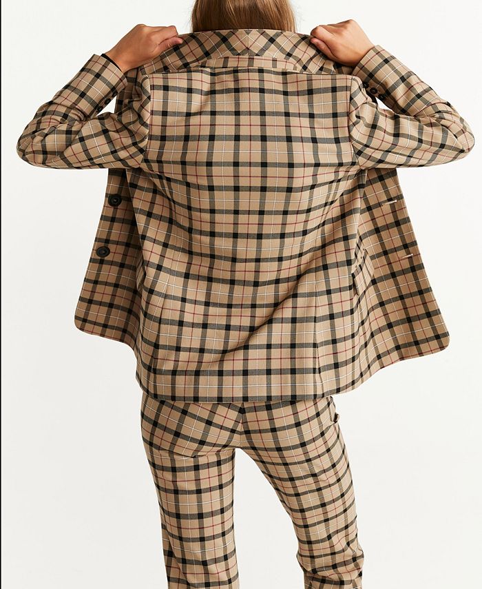 MANGO Check Suit Blazer - Macy's