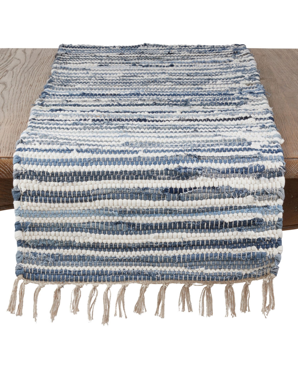 Click here for Saro Lifestyle Striped Denim Chindi Dining Table R... prices