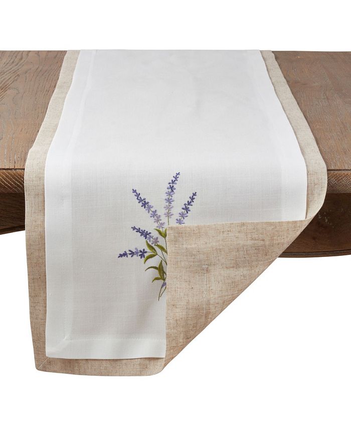 Saro Lifestyle Double Layer Table Runner with Lavender Design - Macy's