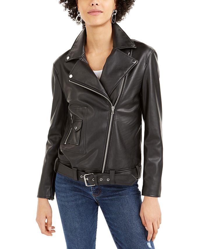 Bar III Faux-Leather Moto Jacket, Created for Macy's - Macy's