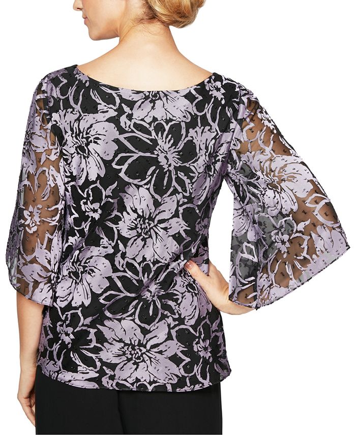Alex Evenings Printed Metallic Top - Macy's