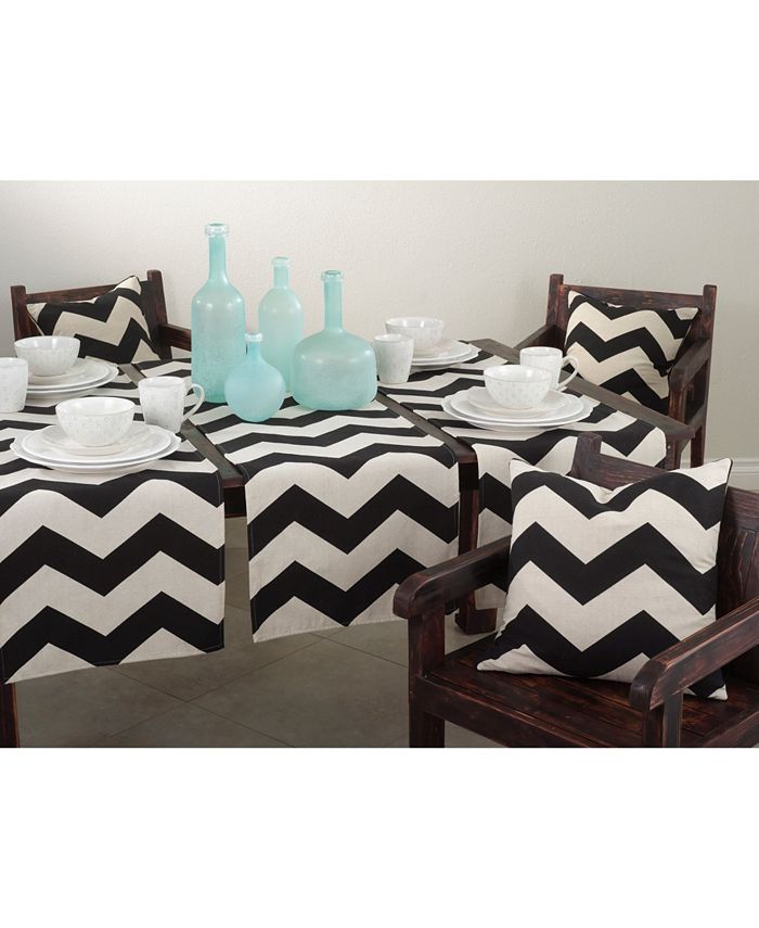 Saro Lifestyle Chevron Linen Blend Design Runner - Macy's