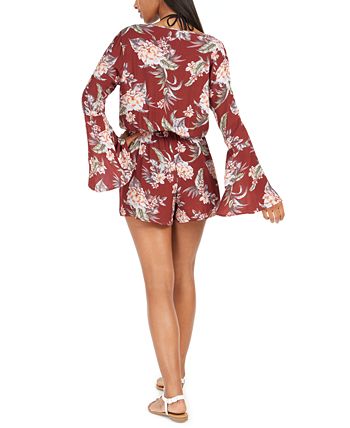 Bar III Printed Romper Swim Cover-Up, Created for Macy's - Macy's