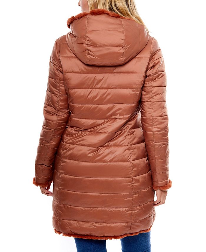 Be Boundless Sphere Reversible Faux Fur/Nylon Coat - Macy's
